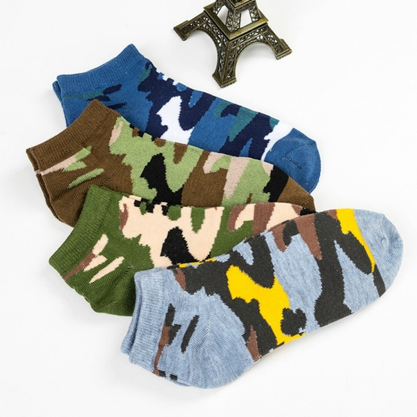 Cotton Army Soldier Camouflage Men's Socks Boat Socks for Men | Wish