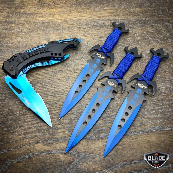 4PC 7.5" Ninja Tactical Combat Kunai Throwing Blade Set w/ Assisted ...