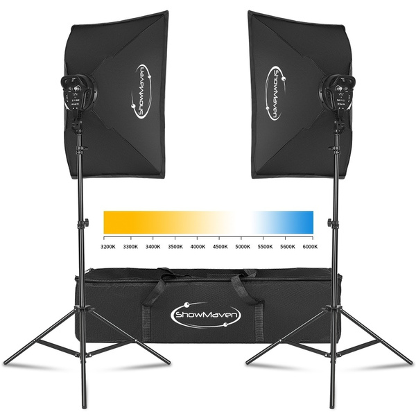 Softbox Lighting Kit, with Double Color Temperature for Portrait Video ...