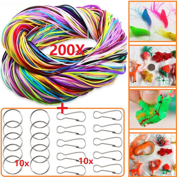 200 Pcs 1m 20 Colors Scoubidou Strings with 10Pcs Snap Clip Hooks and ...