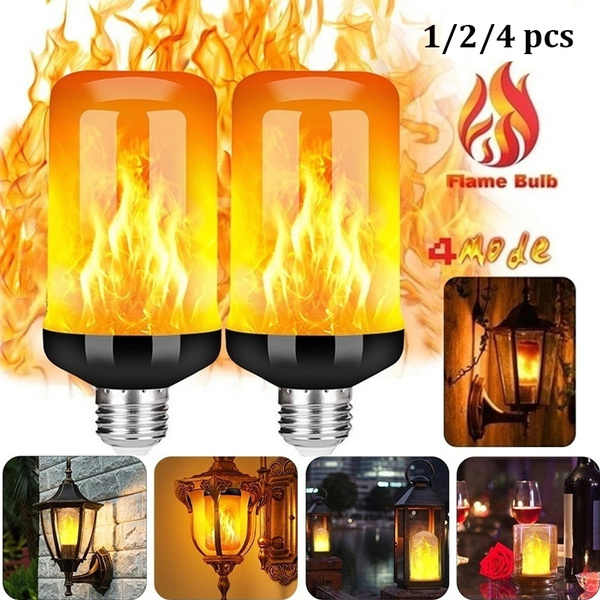 New LED Flickering Flame Light Bulbs 4 Modes Fire Effect LED Light ...