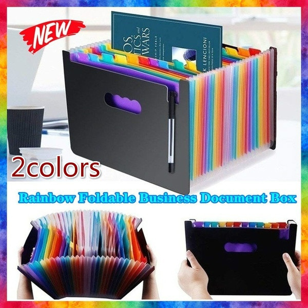 Large Rainbow Expandable File Organizer Self Standing Accordion A4 ...