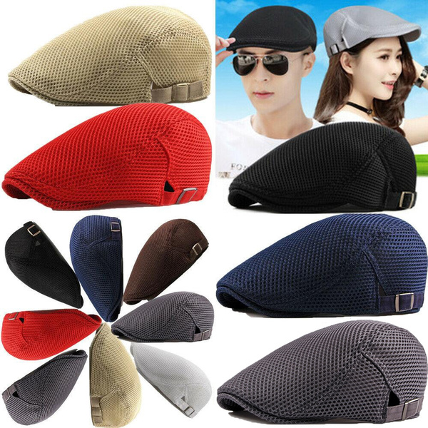 Mesh Hat Breathable Flat Cap Adjustable Newsboy Beret Ivy Cap Cabbie | Wish