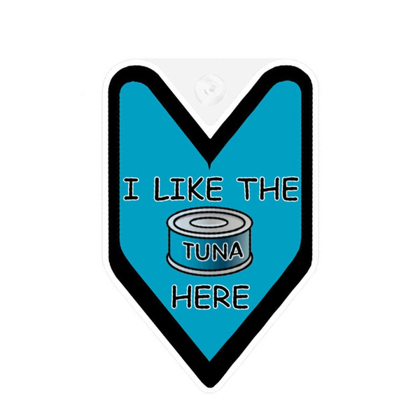 13cm x 8.6cm Funny JDM WAKABA BADGE I LIKE THE TUNA HERE Car Decal Flag ...
