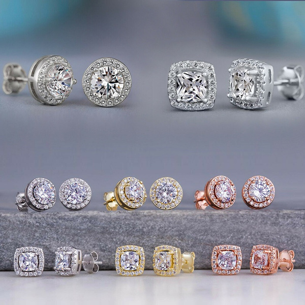 silver,Gold,Rose Gold Stud Earrings for Women Fashion Jewelry A Pair ...