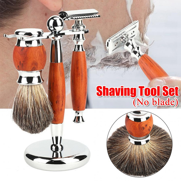 1Set Men's Beard Shaving Set Safety Razor Brush Stand Rack Holder Kit ...