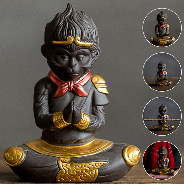 Creative Ceramic Monkey King Statues Tea Pet Purple Clay Monkey ...