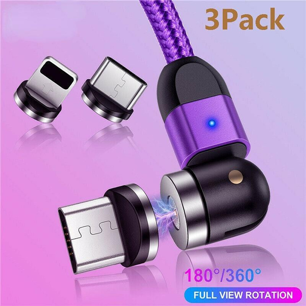 Travel Charging [3Pack ] 1-2M Magnetic Micro USB Type-C Fast Charger ...