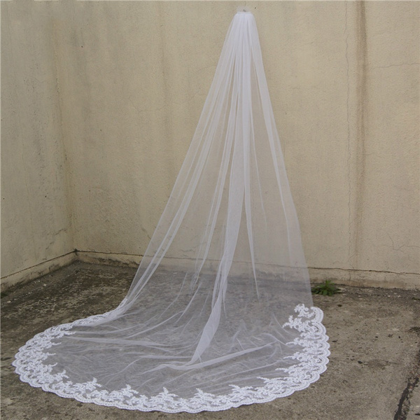 Cathedral Length Bridal Veil Lace Veil Wide Veil 1 Layer 2M 2.5M 3M 3 ...
