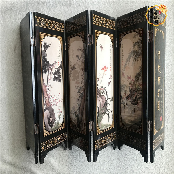 Chinese Style Wooden Decorative Screen 6-Panel Folding Screen Room ...