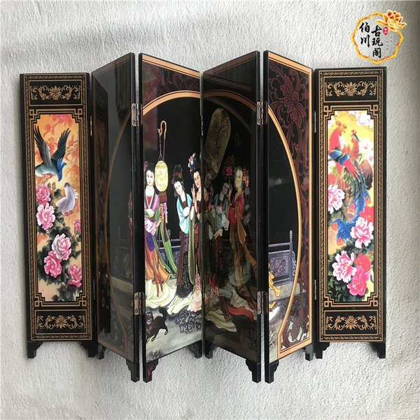 Chinese Style Wooden Decorative Screen 6-Panel Folding Screen Room ...