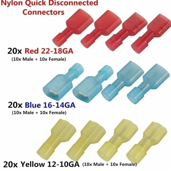 60PCS /30Pairs Spade Crimp Connectors Male&Female Nylon Fully Insulated ...