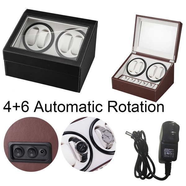 4+6 Automatic Rotation Leather Watch Winder Storage Auto Display Case ...