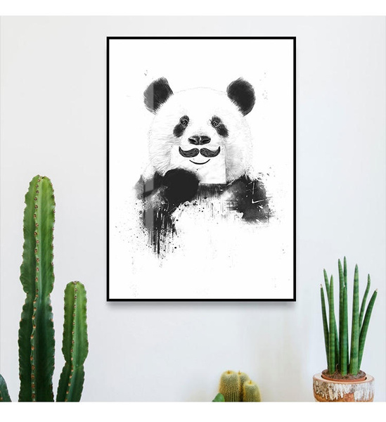 Large Size Posters Modern Design Watercolor Panda with Beard Wall ...