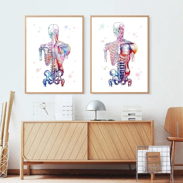 Human Muscles Canvas Art Prints And Poster Watercolor Muscular System ...