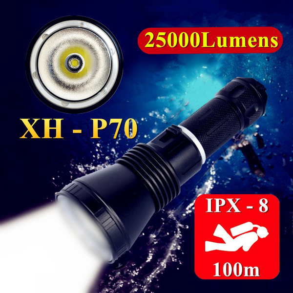 CREE XH-P70/P50 Underwater 100m Diving Flashlight IPX-8 Waterproof ...