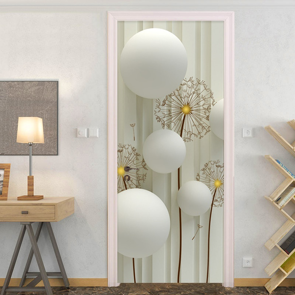 3D Stereo Ball Dandelion Door Sticker Modern Living Room Bedroom Art ...