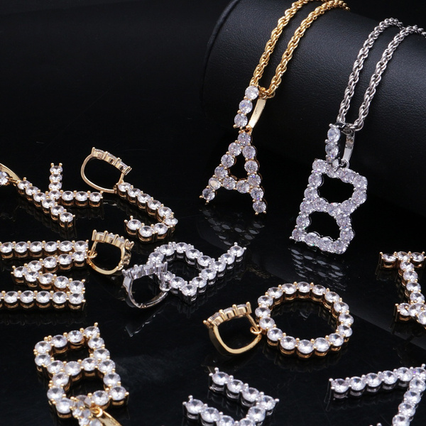 Custom Women Men Rock Hip Hop Bling Jewelry Iced Out Cz Alphabet ...