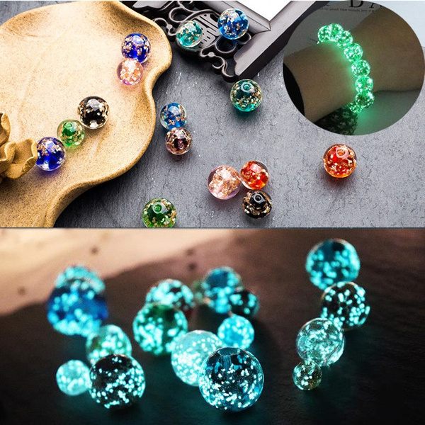 5pcs 10/12mm Round Luminous Flower Shaped Crystal Beads Handmade ...