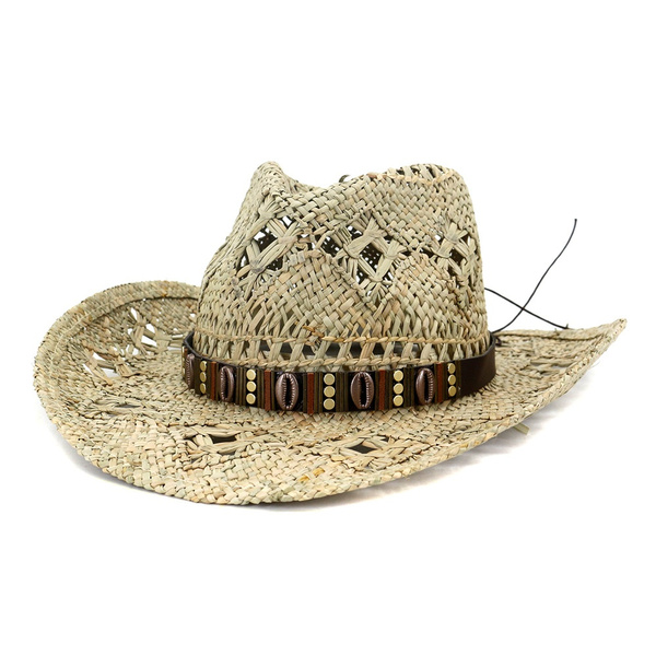 Classic Straw Cowboy Cowgirl Hat Western Outback Wide Brim Drifter Hats ...