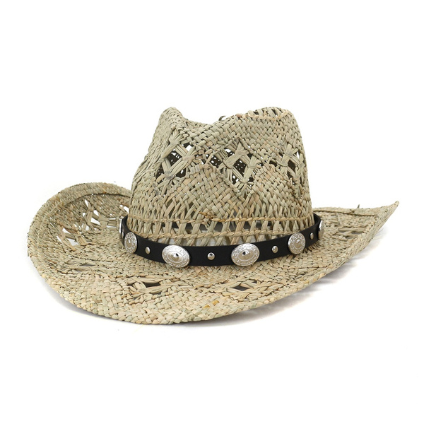 Summer Beach Cap Straw Cowboy Cowgirl Hat Western Outback Wide Brim ...