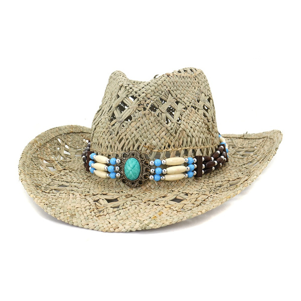 Classic Straw Cowboy Cowgirl Hat Western Outback Wide Brim Drifter Hats ...