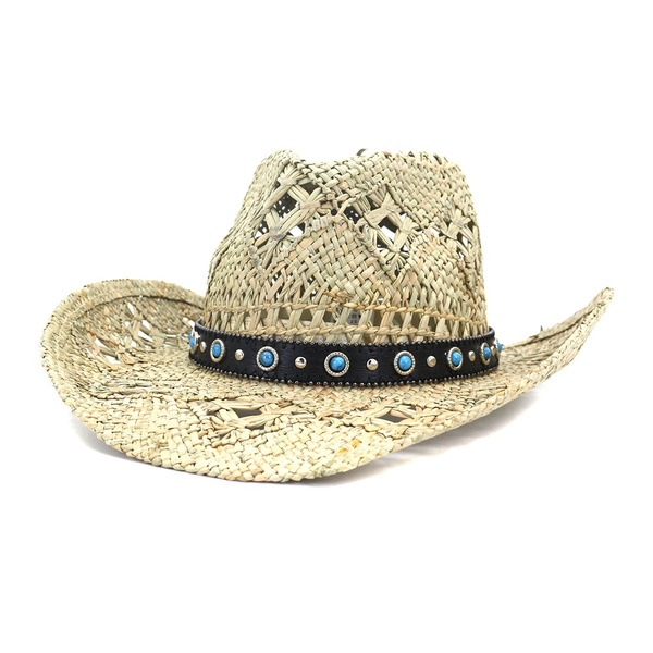 Classic Straw Cowboy Cowgirl Hat Western Outback Wide Brim Drifter Hats ...