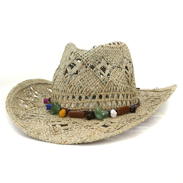 Classic Straw Cowboy Cowgirl Hat Western Outback Wide Brim Drifter Hats ...
