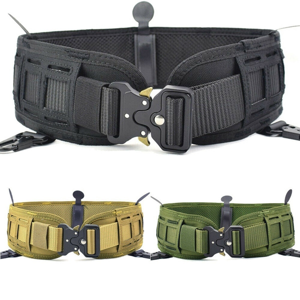 Tactical Molle Combat Waist Padded Modular Airsoft War Battle Web Belt ...