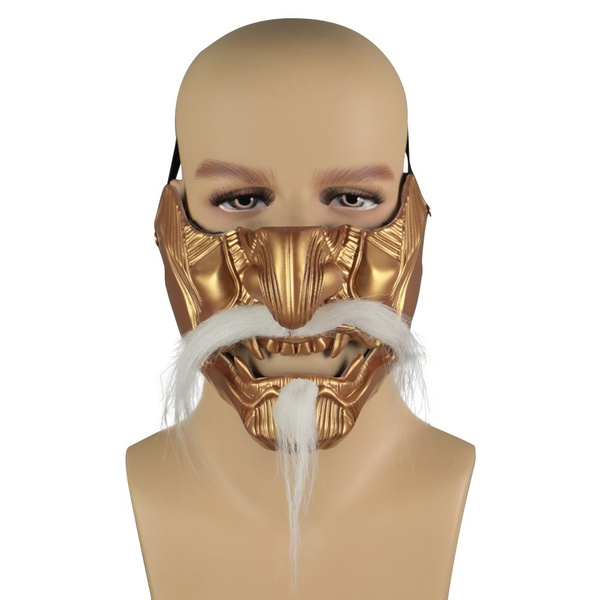 Cosplay Hero Ghost of Tsushima Sakai Gold Half Face Samurai Mask Latex ...