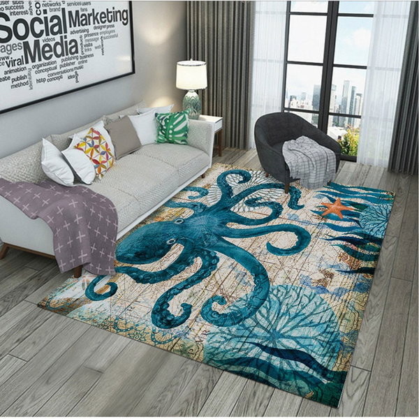 Marine Animal Series Area Rugs For Living Room Octopus 3D Print Large ...