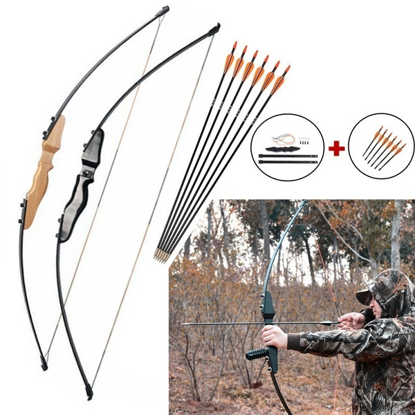 30Lbs 51 Inches Yellow Black Straight Bow Archery Hunting Shooting ...