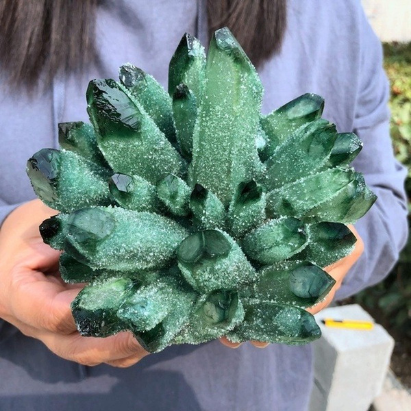 700-1000g Natural Beatiful Green Tibetan Quartz Crystal Cluster ...