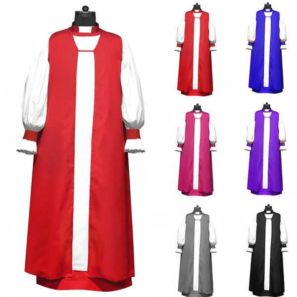 Men's Chimere and Rochet Set Church Costume Long Sleeve Slim Clergy ...