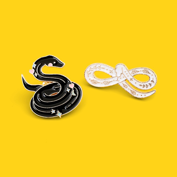 Black White Snake Enamel Pin Animal Brooch Gothic Pin Art Snake Badge ...