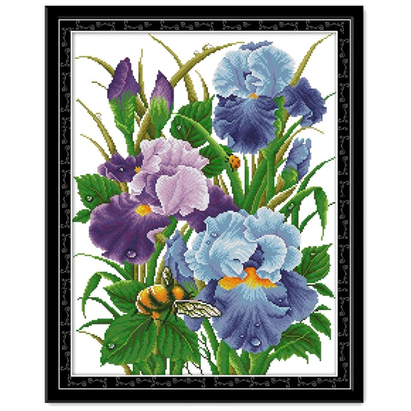 The Iris flowers Cross Stitch Set Needlework Embroidery kit 11CT 14CT ...