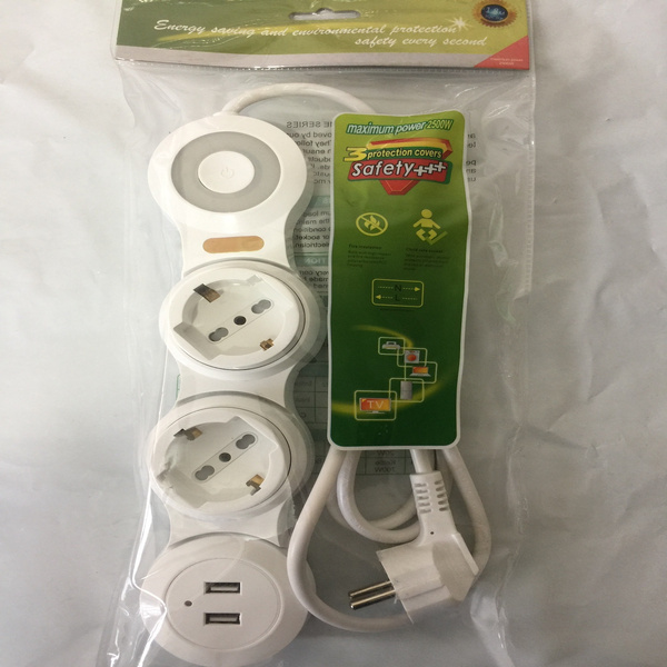Universal Schuko Outlet Electric Socket Strip With Usb Charging Sockets Switch Multiple Plug 1 8