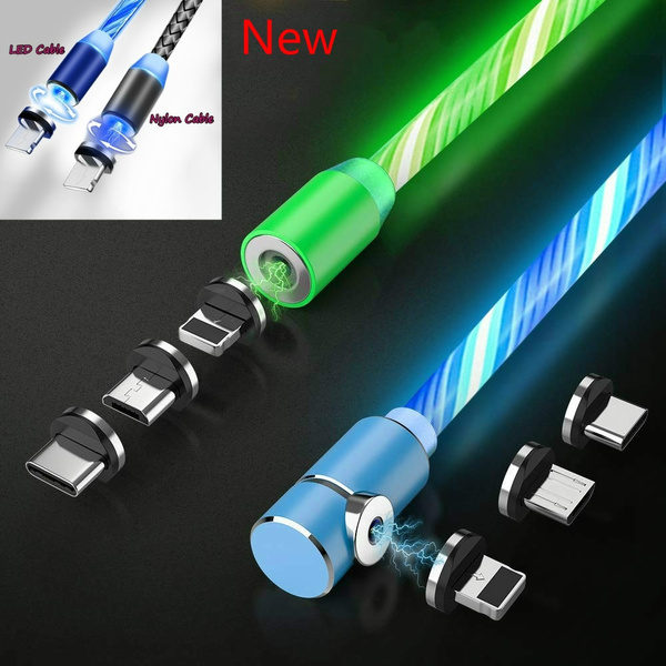 1M/2M Glow Visible LED Light Up Magnetic Charging Cable Data Cable ...