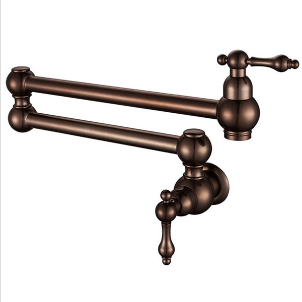100% Solid Brass Pot Filler Tap Wall Mount Kitchen Faucet Single Cold ...