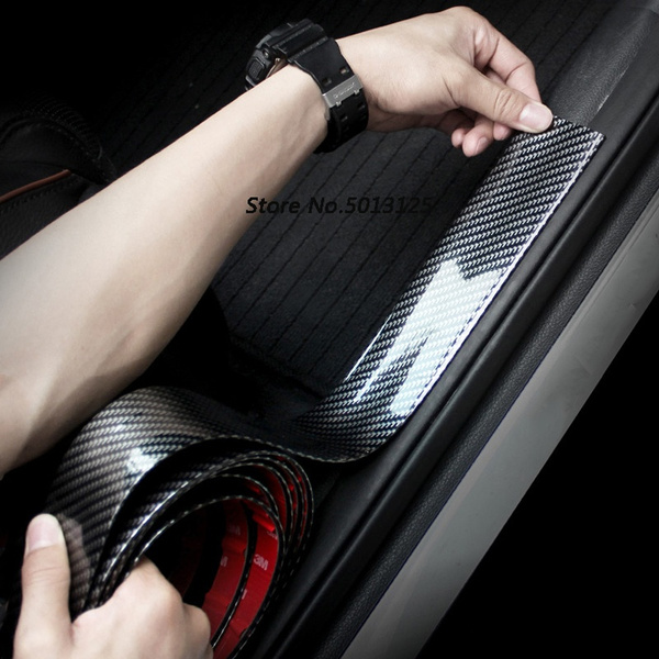 Car Door Guard Bumper Carbon Fiber Rubber Styling Door Sill Protector ...