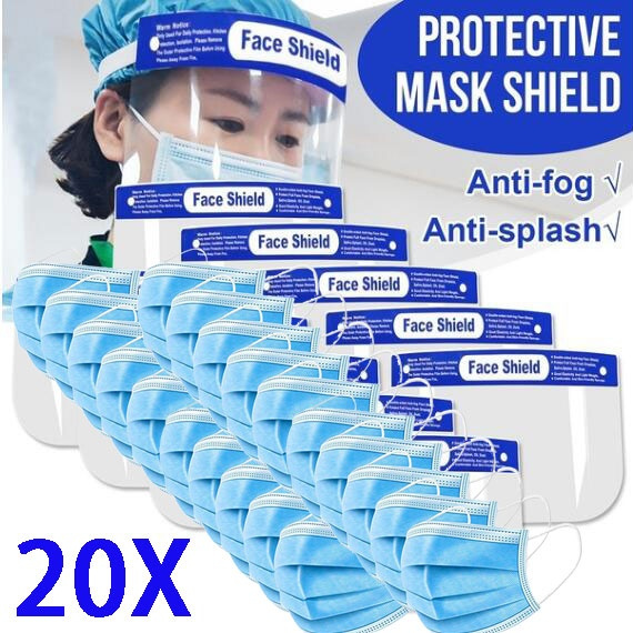 Transparent Adjustable Full Face Clear Protective Face Shield Mask Film ...