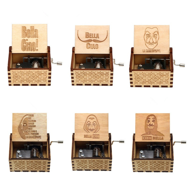 14 Styles La Casa De Papel Antique Wooden Carved Bella Ciao Musical Box ...
