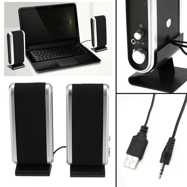 For Desktop PC Laptop Black Portable USB Stereo Speaker Surround Sound ...