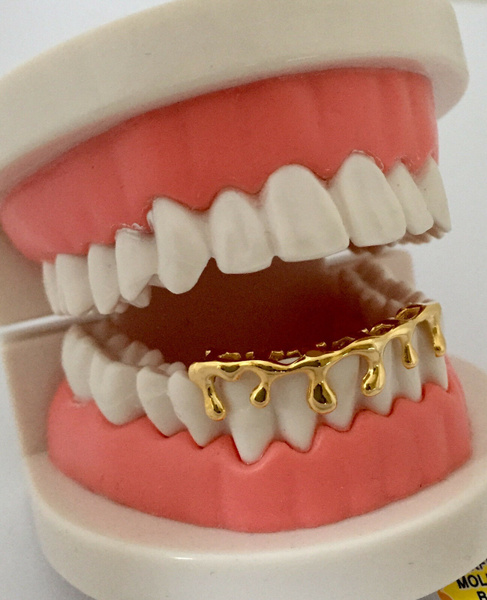 Custom Real Metal Hip Hop 14K Gold Teeth Bottom Lower Drip Grillz w ...