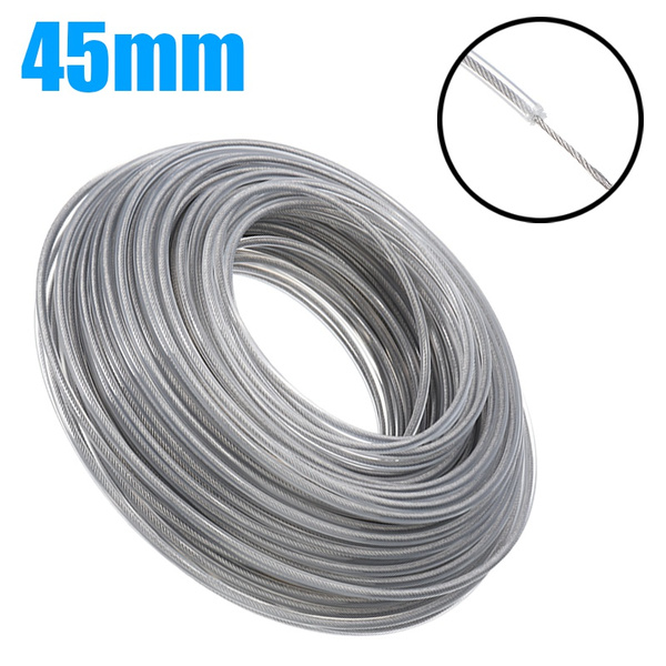 3mm Dia Steel Wire Grass Trimmer Rope Strimmer Cord Line Roll 45m ...