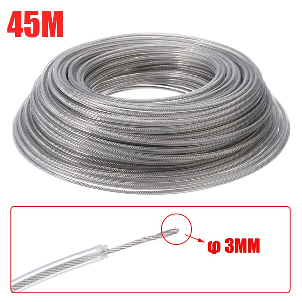 3mm Dia Steel Wire Grass Trimmer Rope Strimmer Cord Line Roll 45m ...