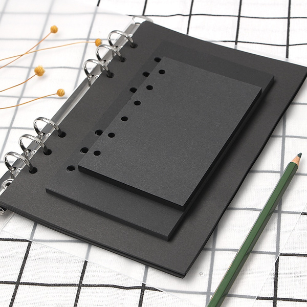 40 Sheets A5 A6 A7 Black Card Handmade Spiral Notebook Inside Pages ...