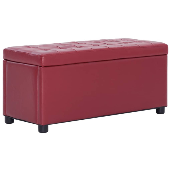 Ottoman with storage space 87.5 cm wine red imitation leather Ottoman ...