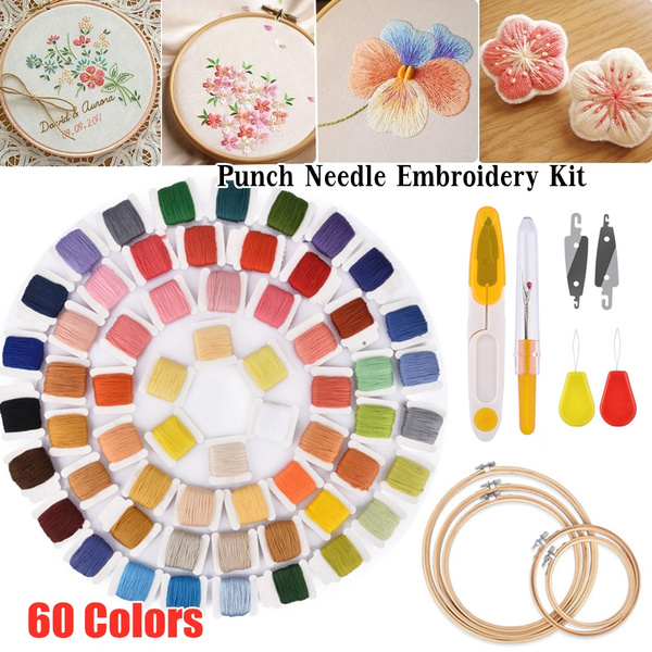 60 Colors DIY Sewing Embroidery Craft Tool Bamboo Machine Hoop Frame ...