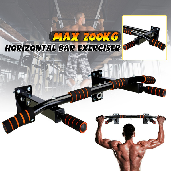 200KG Wall Mounted Horizontal Bars with Wide Anti-slip pad Home Gym ...
